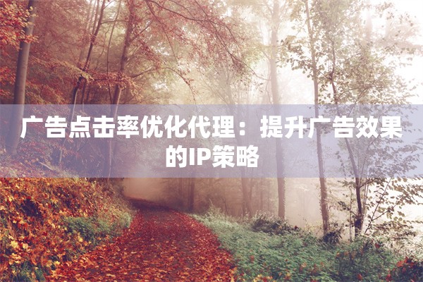 广告点击率优化代理：提升广告效果的IP策略|IP代理网