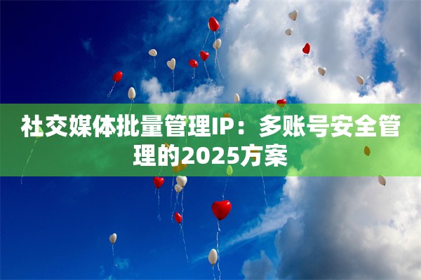 社交媒体批量管理IP：多账号安全管理的2025方案|IP代理网